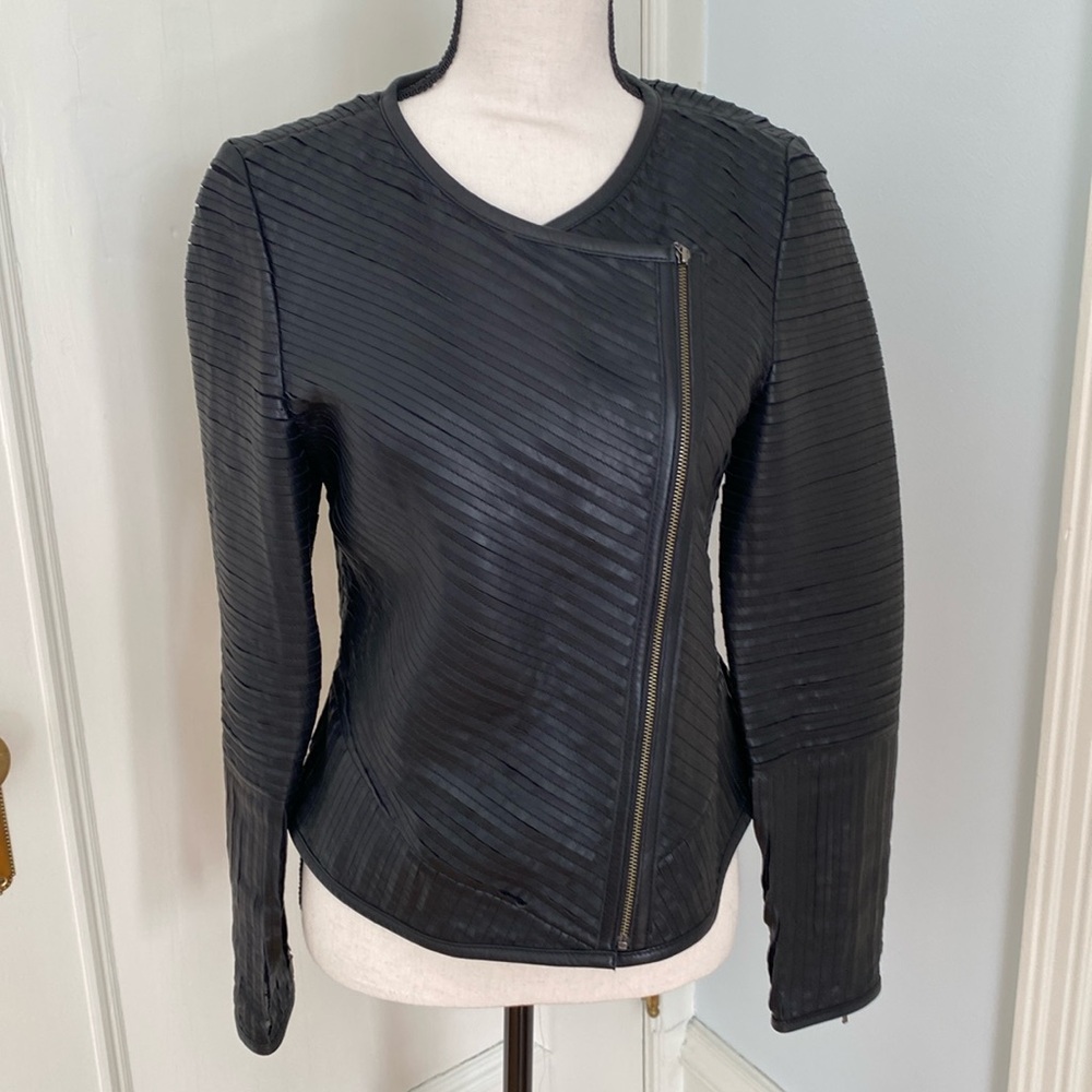 Designer Black Leather Jacket. - Gem